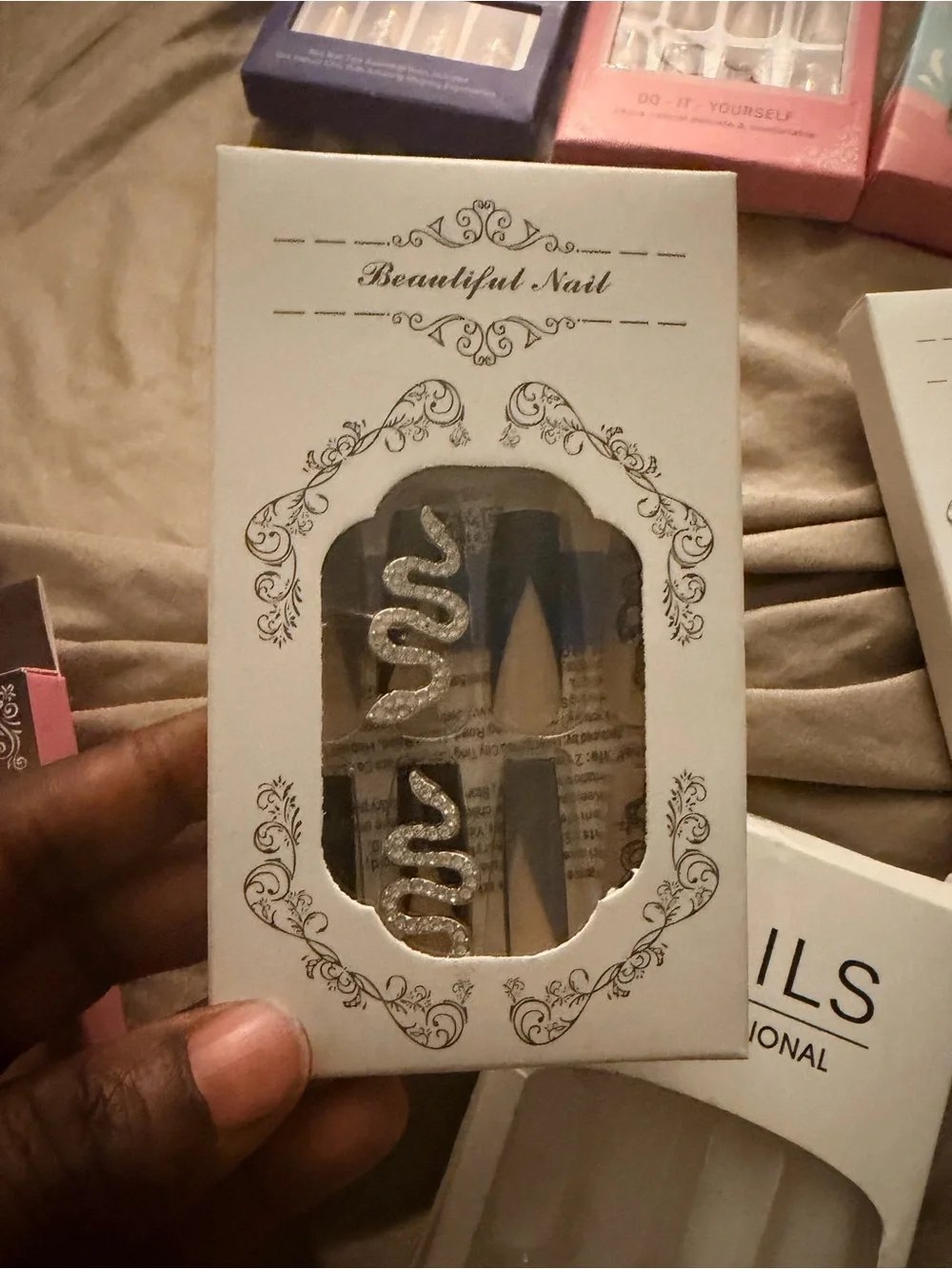 Other | Presson Nail Set In Navy Blue With Sparkle | Poshmark